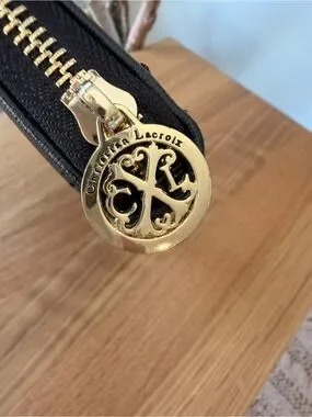 Christian Lacroix | Bags | Christian Lacroix Black Wallet With Gold ...